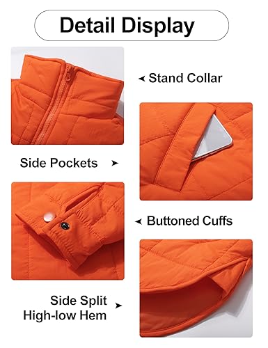 Flygo Oversized Puffer Jacket Womens Dolman Quilted Lightweight Jackets Zip Packable Winter Coats(Orange-XL)