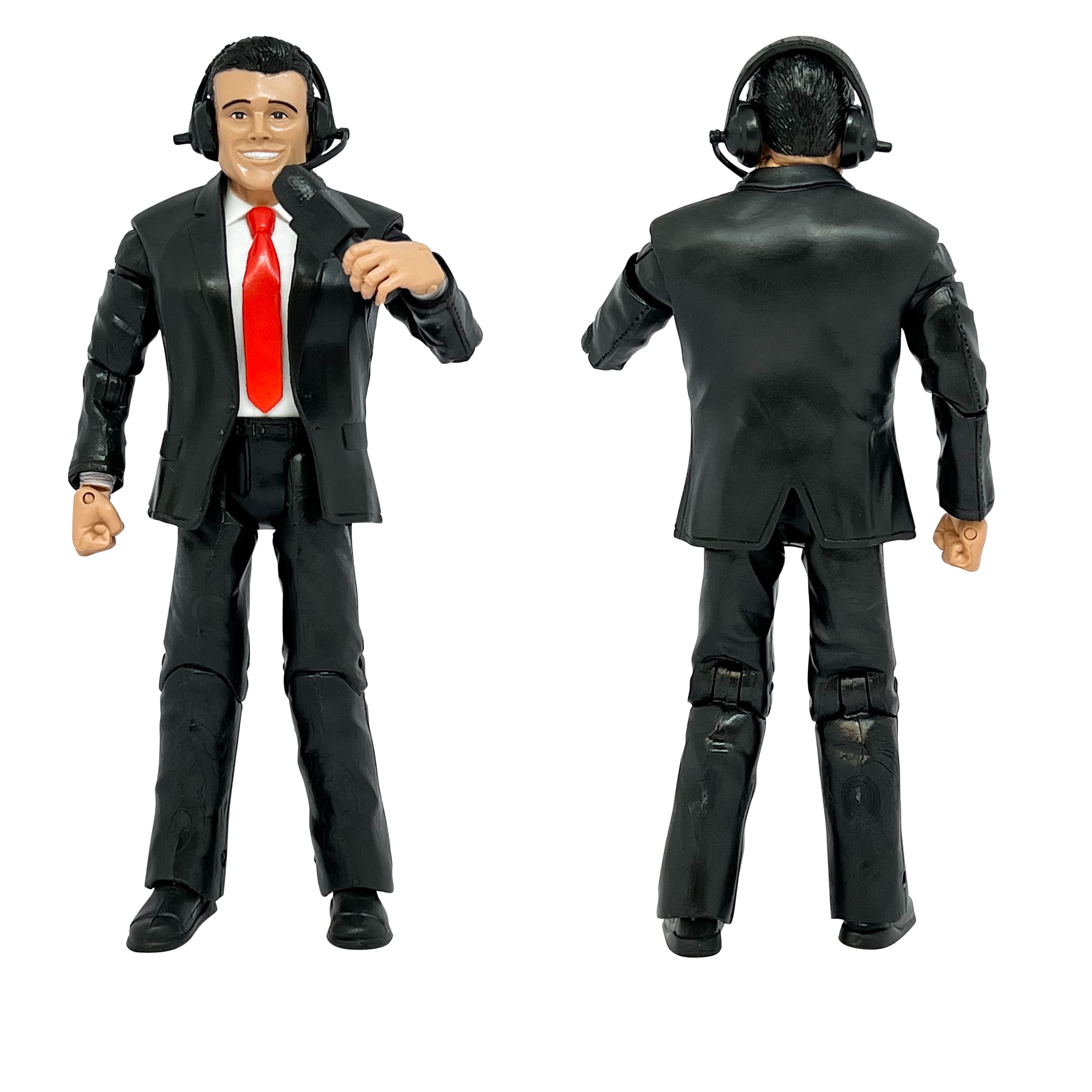 Commentator with Headphones & Microphone for Wrestling Action Figures