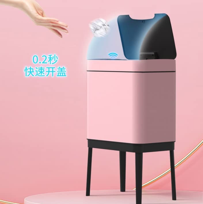 DOUBA Large Smart Kitchen Trash Can Bathroom Automatic Garbage Bags Bedroom Trash Can Stainless Steel