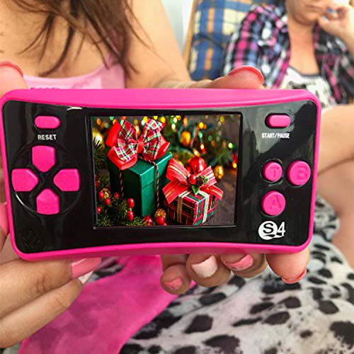 HigoKids Handheld Game for Kids Portable Retro Video Game Player Built-in 182 Classic Games 2.5 inches LCD Screen Family Recreation Arcade Gaming System Birthday Present for Children-Rose red