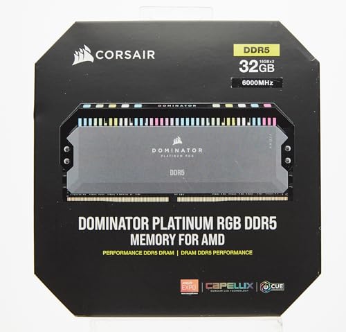 CORSAIR DOMINATOR PLATINUM RGB DDR5 32GB (2x16GB) DDR5 6000MHz CL36 AMD EXPO Intel XMP iCUE Compatible Computer Memory – Gray (CMT32GX5M2D6000Z36)