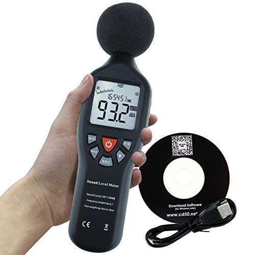Decibel Meter Digital Sound Level Meter with Data Record Function 30-130dB Range High Accuracy db Meter with LCD Backlight Time Display