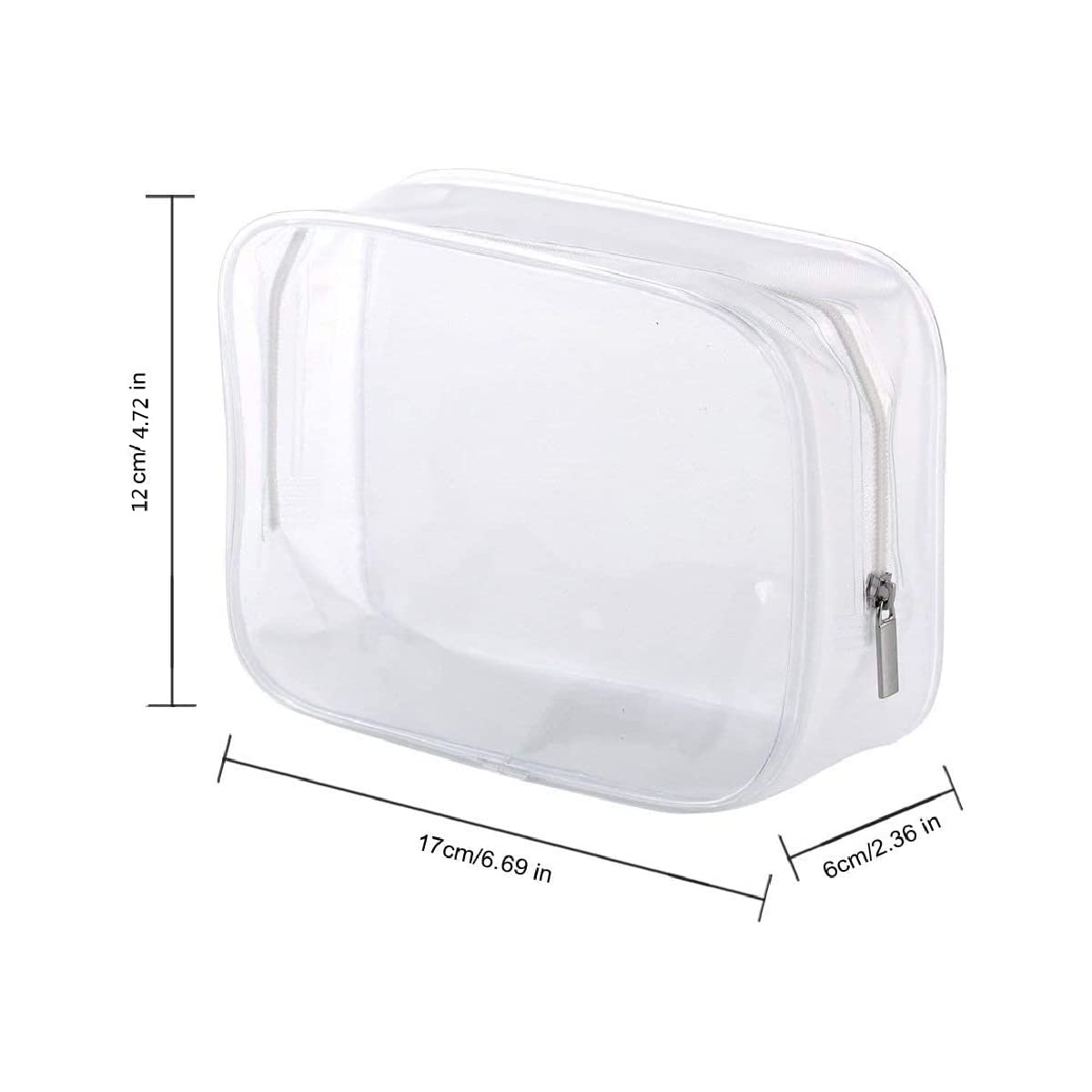 BEFORYOU 6 Pack Clear Toiletry Carry Pouch with Zipper Portable Plastic Waterproof Cosmetic Bag TSA Approved for Vacation Travel Bathroom and Organizing (White, Small)