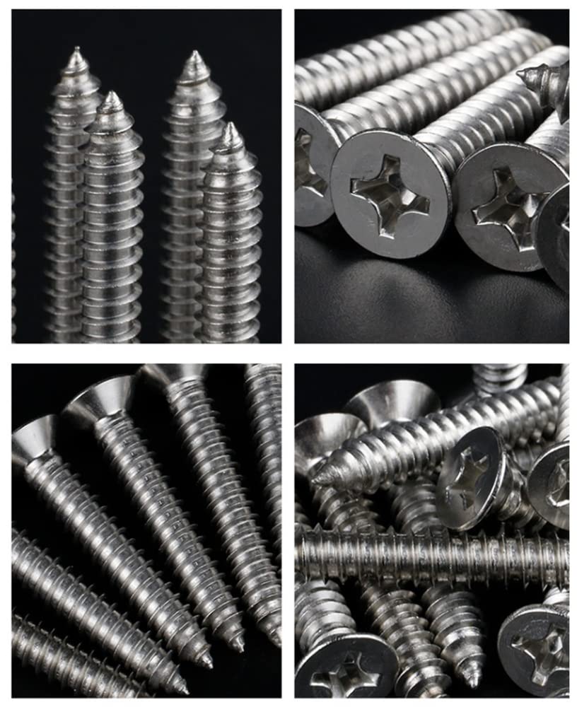 Guard4U 750Pcs 15-Size Metric M1 M1.2 M1.4 M1.6 M1.7 304-Stainless Steel Phillips Countersunk/Flat Head Self-Tapping Small Machine Screws Assortment Kit