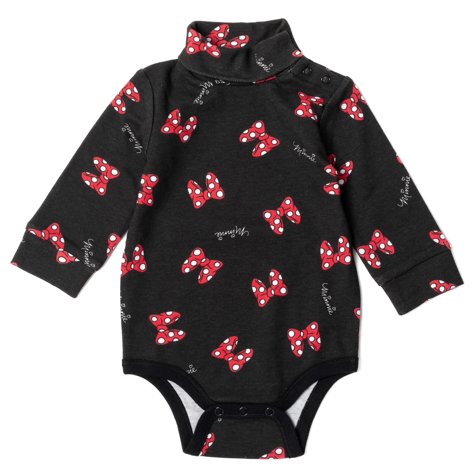 Disney Minnie Mouse Newborn Baby Girls 2 Pack Turtleneck Cuddly Bodysuits Red/Black 6-9 Months