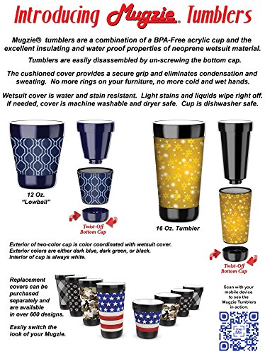 Mugzie 16 Ounce Travel Mug - Drink Cup with Removable Insulated Wetsuit Cover - Breast Cancer Awareness