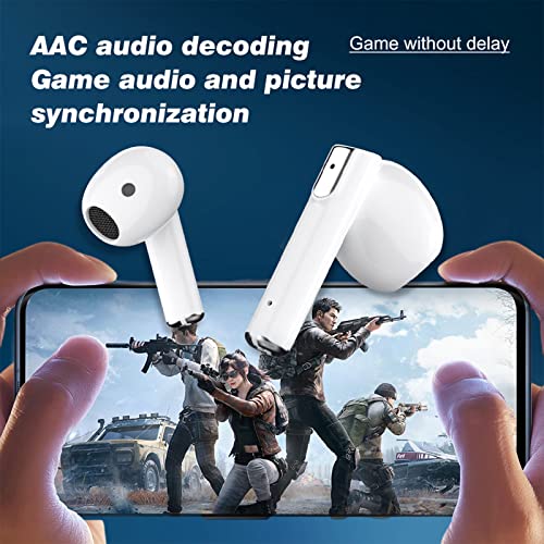 DPduct Wireless Earbuds with Charging Case, Waterproof Wireless Headphones for Sport/Work, Bluetooth Headphones Compatible with iPhone/Android/PC, (White).