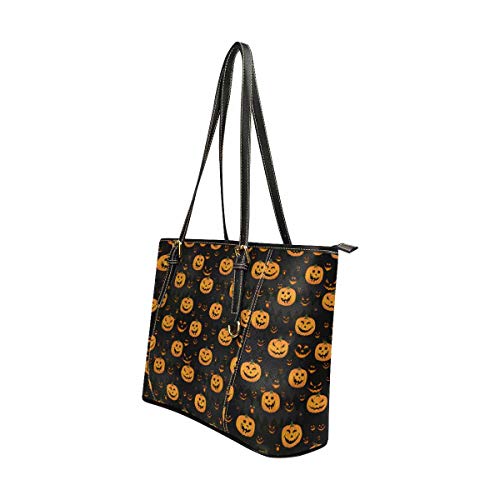 INTERESTPRINT Halloween Background with Pumpkin, Scary Face Travel Handbag, Overnight Carry-On Tote Bag, weekend Bag