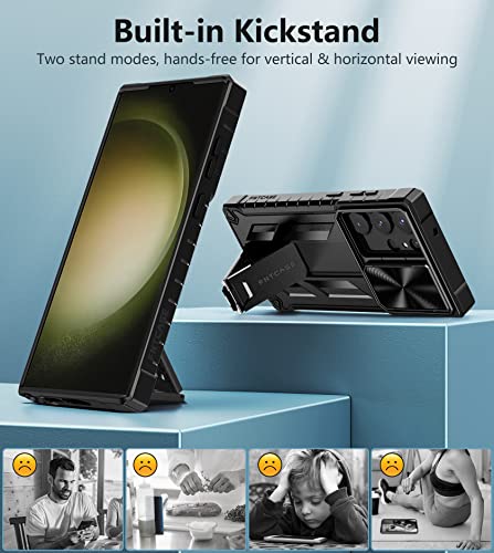 FNTCASE for Samsung Galaxy S23-Ultra Case: S22 Ultra Military Grade Shockproof Protection Mobile Case with Kickstand & Matte Textured Rugged TPU Shell | Drop Proof Protective Phone Cover