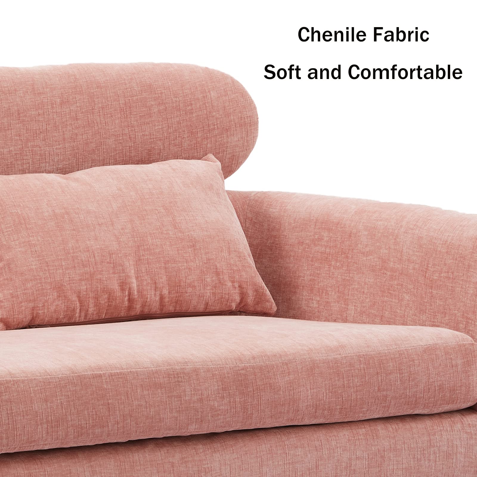 Betoko 51ββ Loveseat Sofa Small Couch Two Seat Mid Century Modern Sofa with 2 Throw Pillows and Gold Metal Legs for Small Space Office Studio Apartments Bedroom, Pink