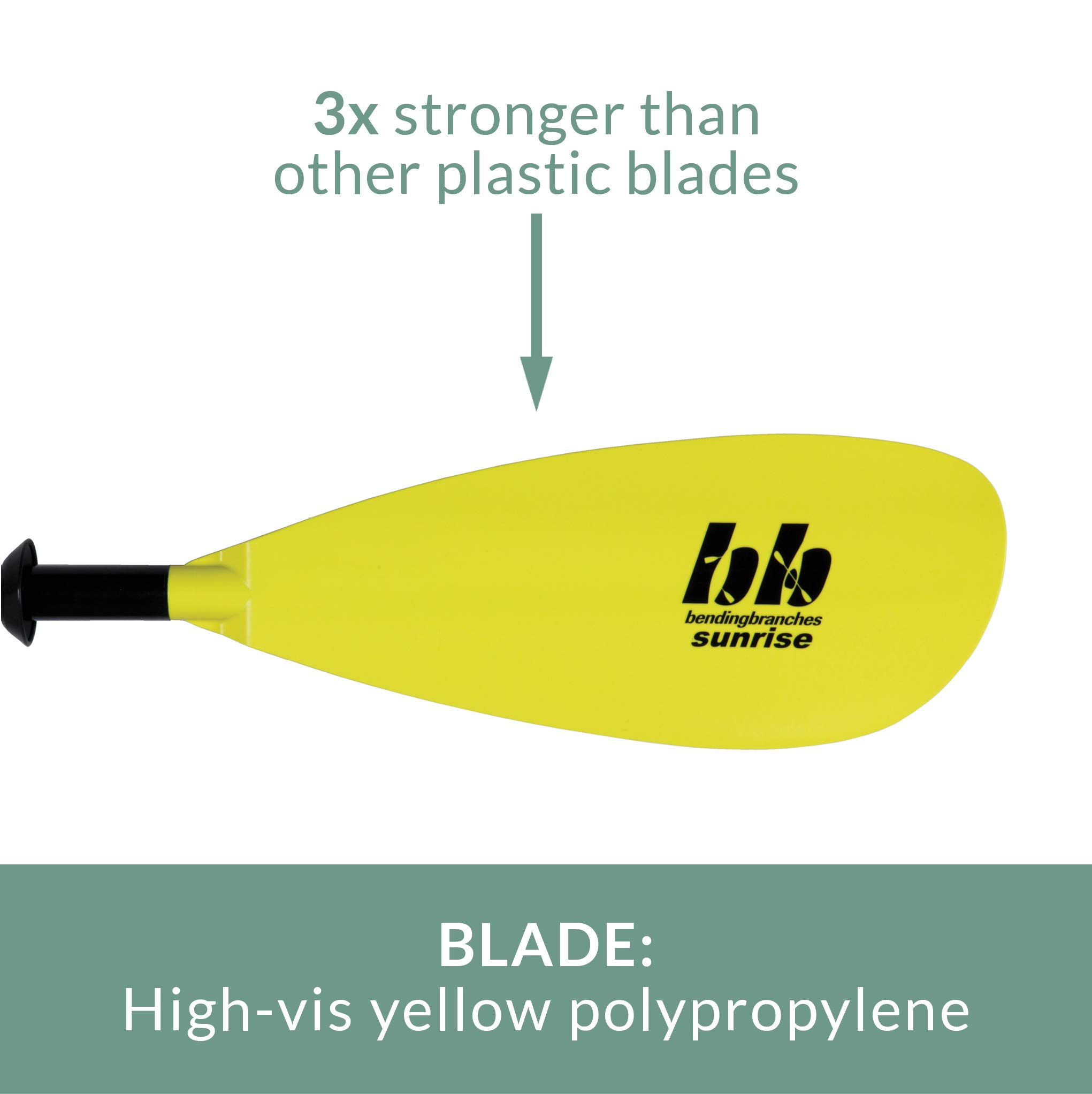 BENDING BRANCHES Sunrise Glass 2-Piece Snap-Button Kayak Paddle for Recreational Day Trips, 230 cm, Yellow