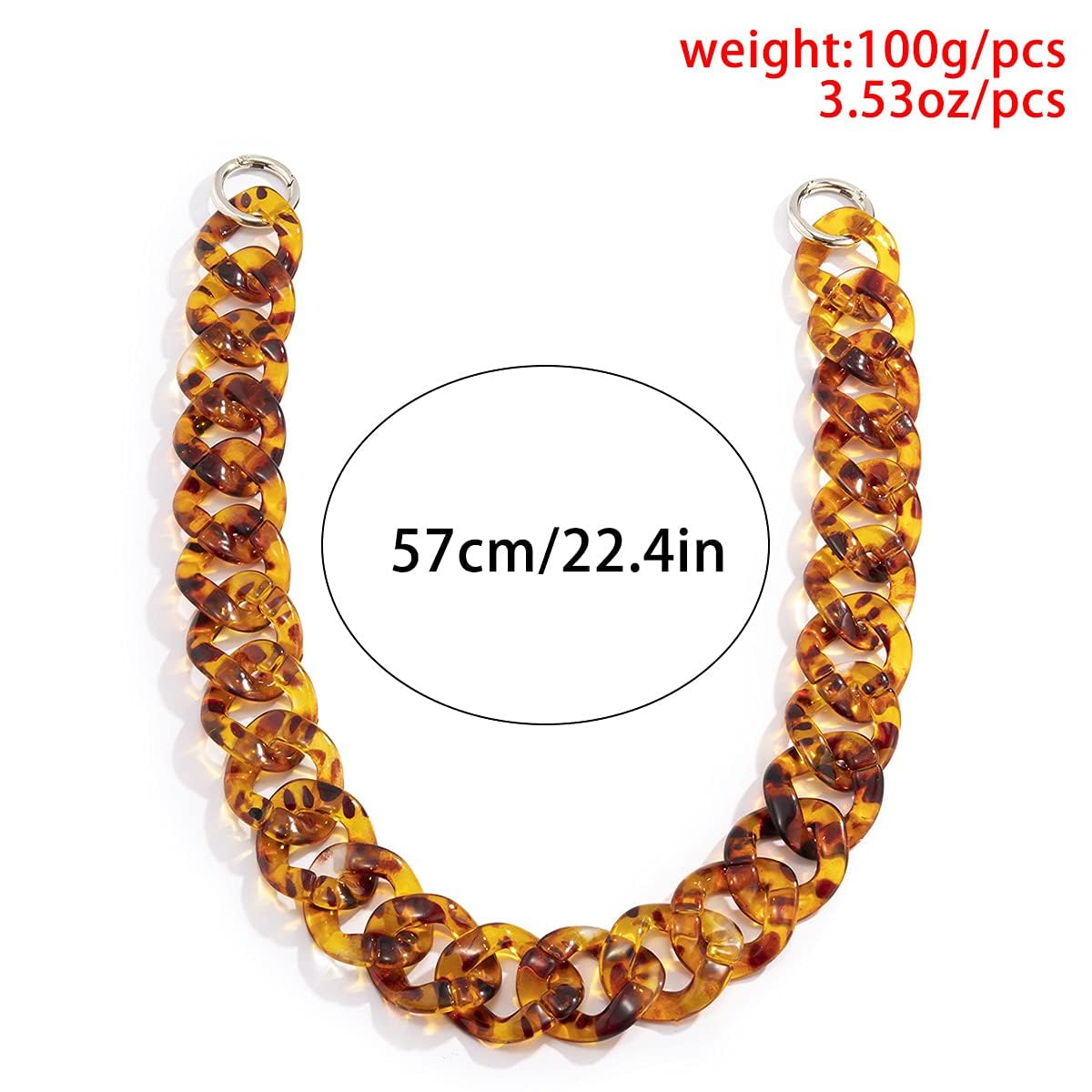 Wiwpar Acrylic Bag Handles Chunky Chains Shoulder Bag Handle Shoulder Straps Replacement Amber for Women's Handbags