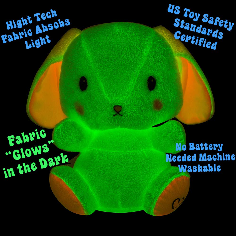 Little Room Naturally Glow in The Dark Bunny Stuffed Animal Plush Toy, 14 Inches (L1001), White
