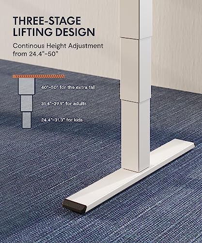 FLEXISPOT Pro Bamboo 3 Stages Dual Motor 60x30 Inch Electric Standing Desk Bamboo Contour Whole-Piece Board Height Adjustable Desk Electric Stand Up Desk (White Frame + Bamboo Curved Desktop)