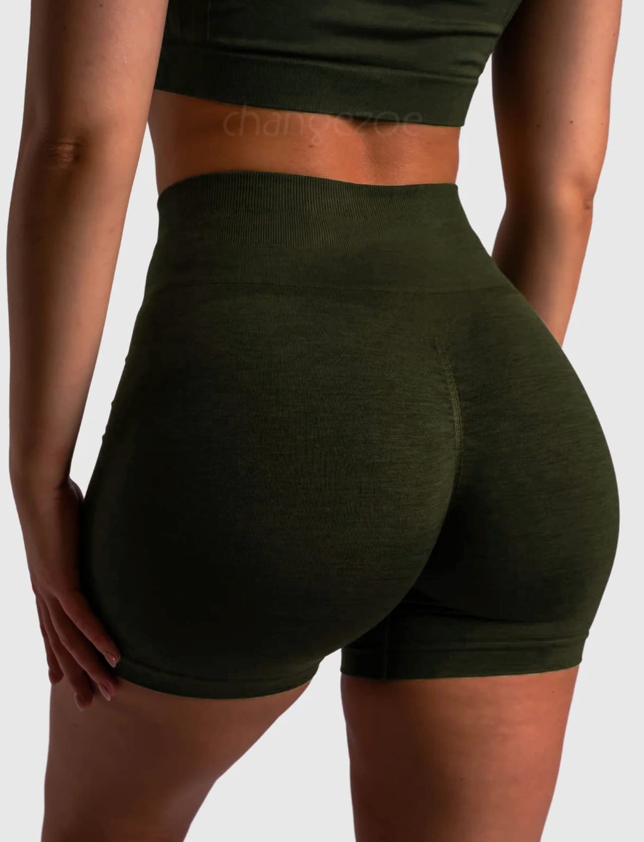 CHANGEZOE Women Butt Scrunch Workout Shorts Seamless High Waisted Amplify Gym Yoga Athletic Booty Shorts M