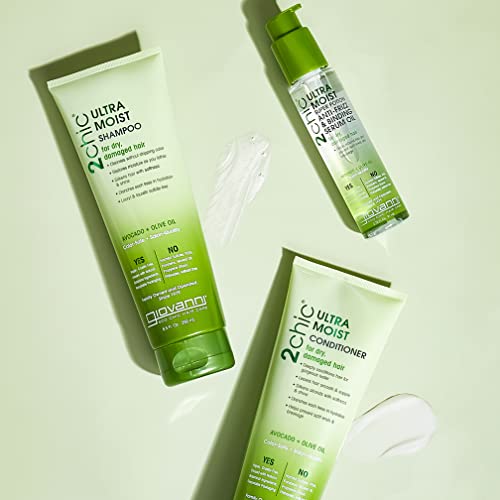 GIOVANNI 2chic Ultra-Moist Conditioner, Creamy Hydration Formula, Enriched with Aloe Vera, Shea Butter, Botanical Extracts, No Parabens, Color Safe, Ultra-Moist (Avocado + Olive Oil), 24 Fl Oz