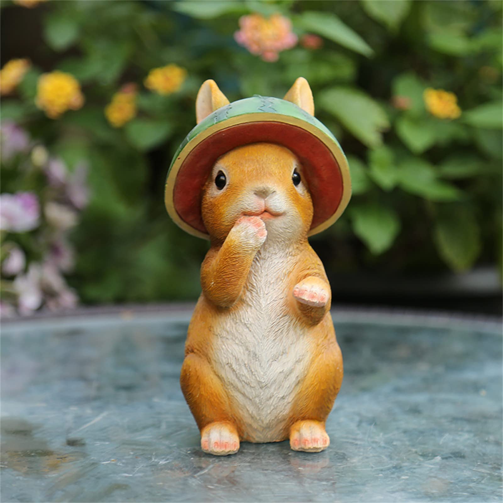 Yuemengxuan Fairy Garden Bunny Decorations Easter Rabbit Statue Resin Ornaments Easter Bunny Décor Figurines Tabletop Ornament for Lawn Potted Plants (6.7 * 4 inch, Style-B)