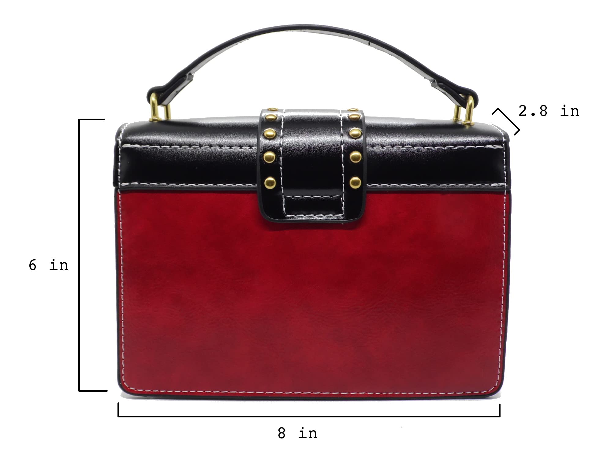 Women Vegan Faux Leather Regal Design Lion Head Handbag Crossbody Purse Bag (Red)