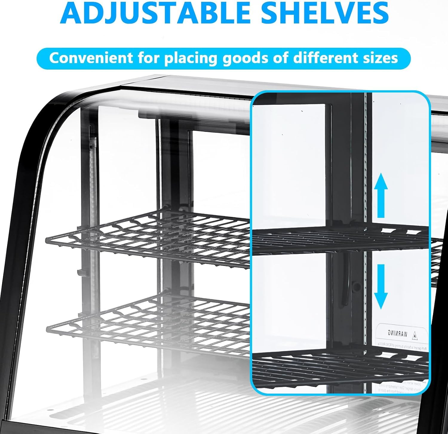 Commercial Fridge Display Refrigerator, 3.6 Cu.Ft./100L Countertop Refrigerator Display Case, Commercial Cake Display Refrigerator with Tempered Glass Door, 2 LED Light and 2 Adjustable Shelves, Black