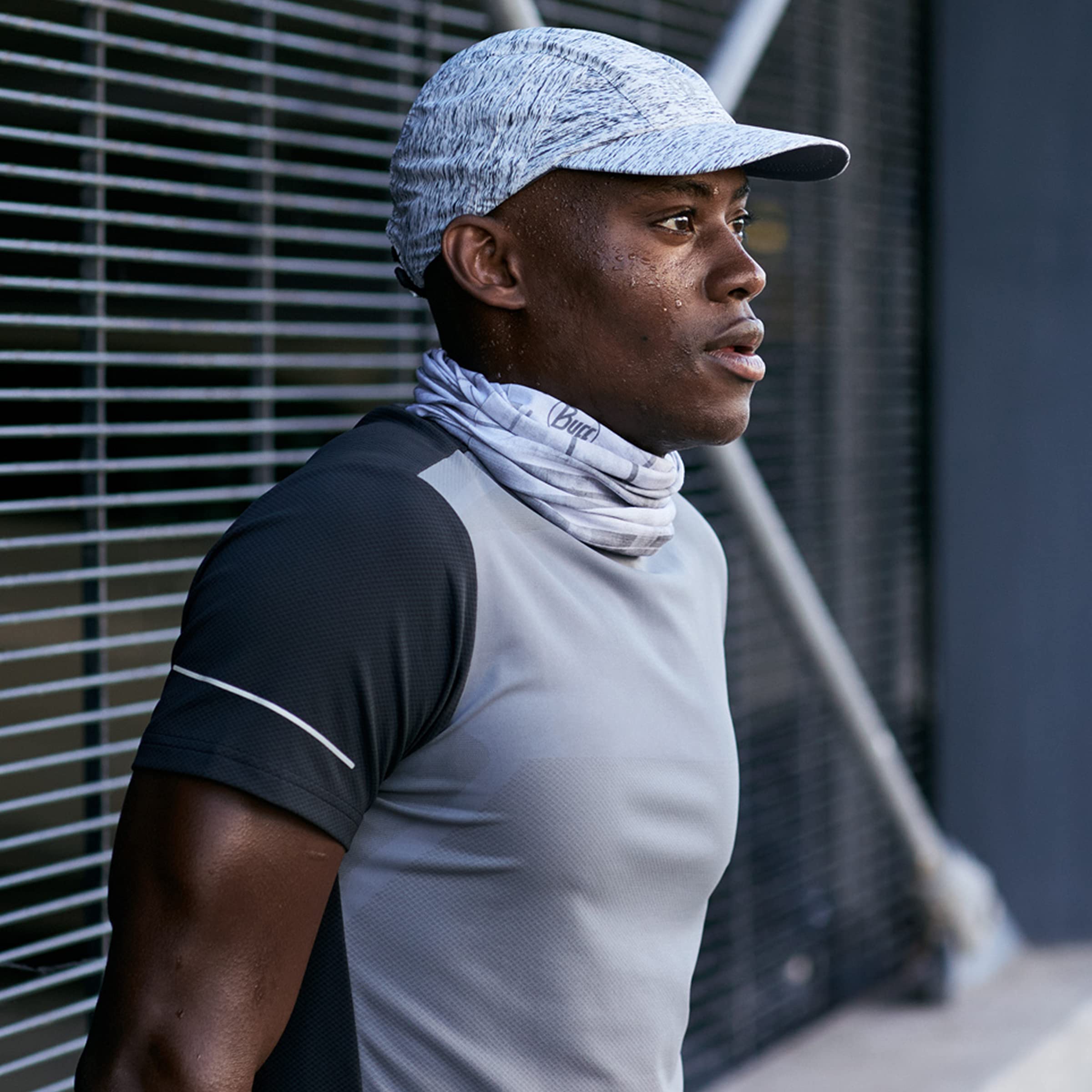 BUFF CoolNet UV Neck Gaiter, UPF 50 Sun Protection, Breathable, Cooling Bandana, Versatile, Quick Dry Face Mask, Derama Grey, Adult Size