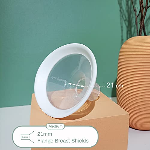 PumpMom 21mm Breast Pump Shields Flanges for Medela, Replace Flange Compatible with Medela Breast Pumps PersonalFit, Freestyle, Maxi, Freestyle Flex ConnectorÂ
