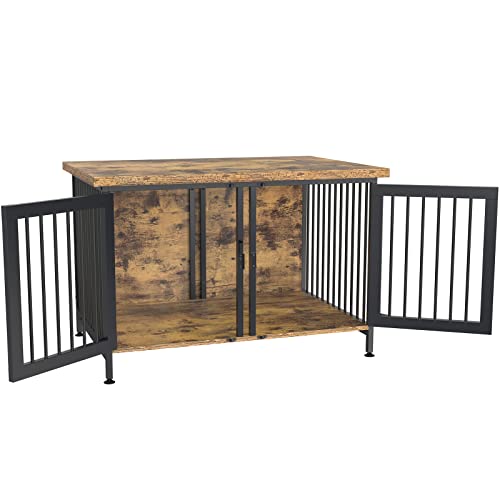 GDLF Double Dog Crate with Divider for 2 Small Dogs or 1 Dog, Furniture Style Kennel Indoor Cage with Removable Panel (Int.dims:36.2”Wx24.5”Dx21”H)