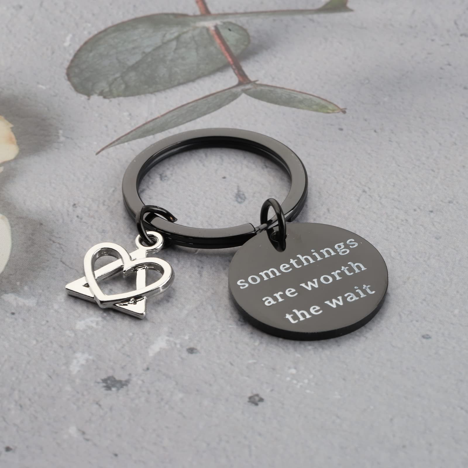 BAUNA Adoption Gifts Stepdaughter Stepson Gifts Keychain Somethings are Worth the Wait Adoptive Mom Gift (Adoption Symbol Charm Keychain)
