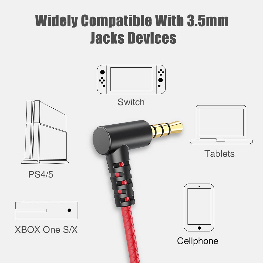 VersionTECH. Gaming Earbuds with Mic, In-Ear Gaming Headphones Wired with Microphone Dual Audio Drivers Noise Cancelling Stereo Bass Compatible for PC/PS5/PS4/Xbox/Nintendo/Switch/Mobile 3.5mm Aux-Red