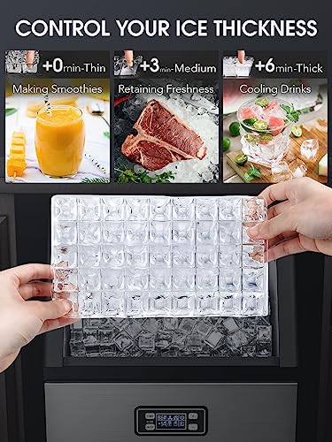 Joy Pebble Commercial Ice Machine,265 lbs/24H/11,500pcs,120pcs/Cycle,Ice Size Control,24H Timer,Ice Maker Machine Under Counter for Restaurant/Bar/Office/Home/Party