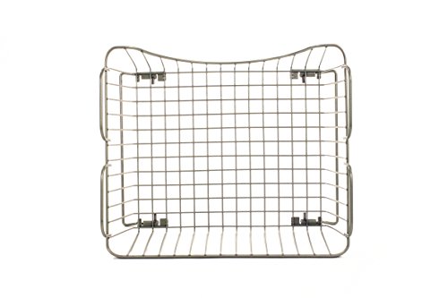 Spectrum Diversified Ashley Stackable Tray, Wire Basket with Raised Feet and Looped Handles Modular Stacking Bin System for Kitchen Countertop & Desk Organization, Satin Nickel