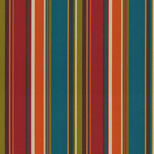 Pillow Perfect Stripe Outdoor Wicker Patio Seat Cushion with Ties, Reversible, Weather, and Fade Resistant, Square Corner - 18.5" x 19", Red/Brown Westport, 2 Count