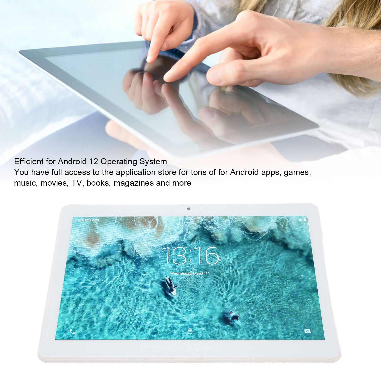 doder Phone Tablet, Dual SIM Dual Standby 10.1 Inch Tablet 4GB RAM 64GB ROM for Entertainment (US Plug)