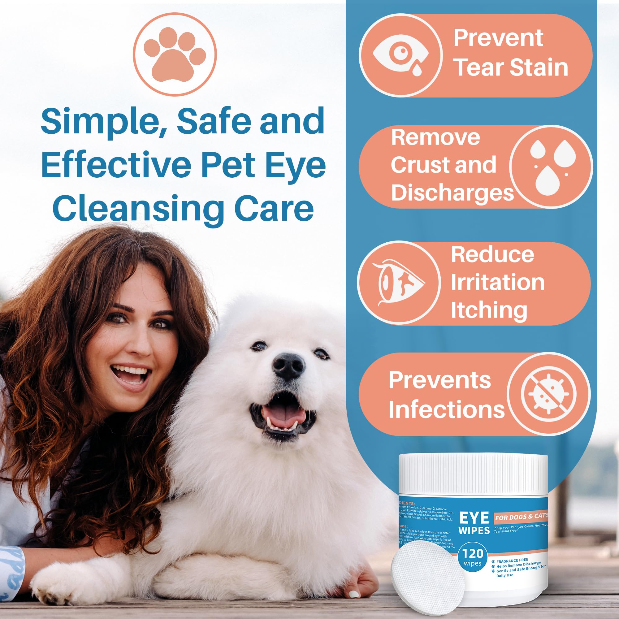 Dog Eye Wipes for Discharges and Dog Ear Finger Wipes