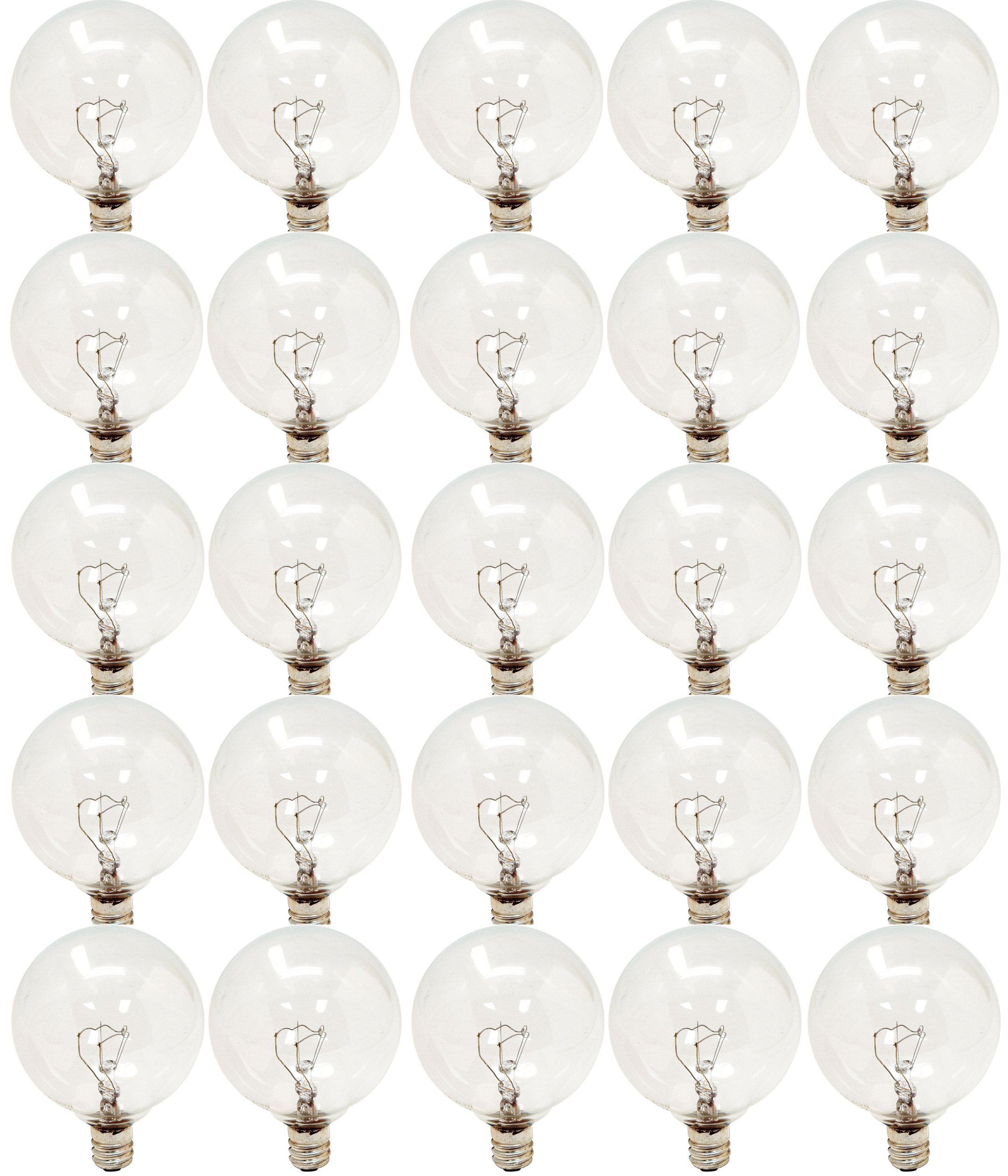 GE Incandescent Globe Light Bulbs, 25 Watt, G16.5, Vanity Lights (25 Pack)