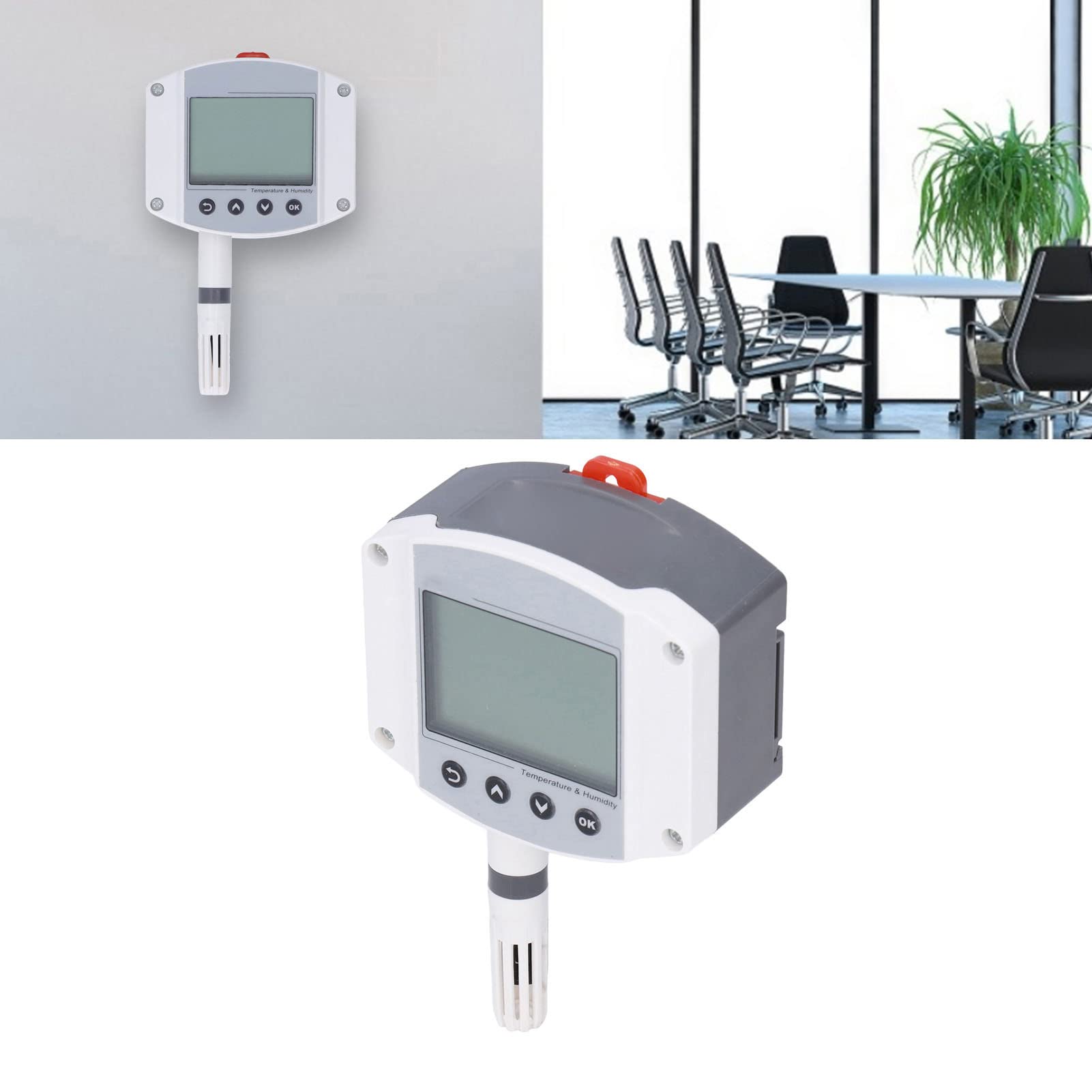 Zerodis Temperature Sensor Humidity Transmitter Wall Mount LCD Display Temperature and Humidity Sensor 4‑20mA for Green House Machine Equipment