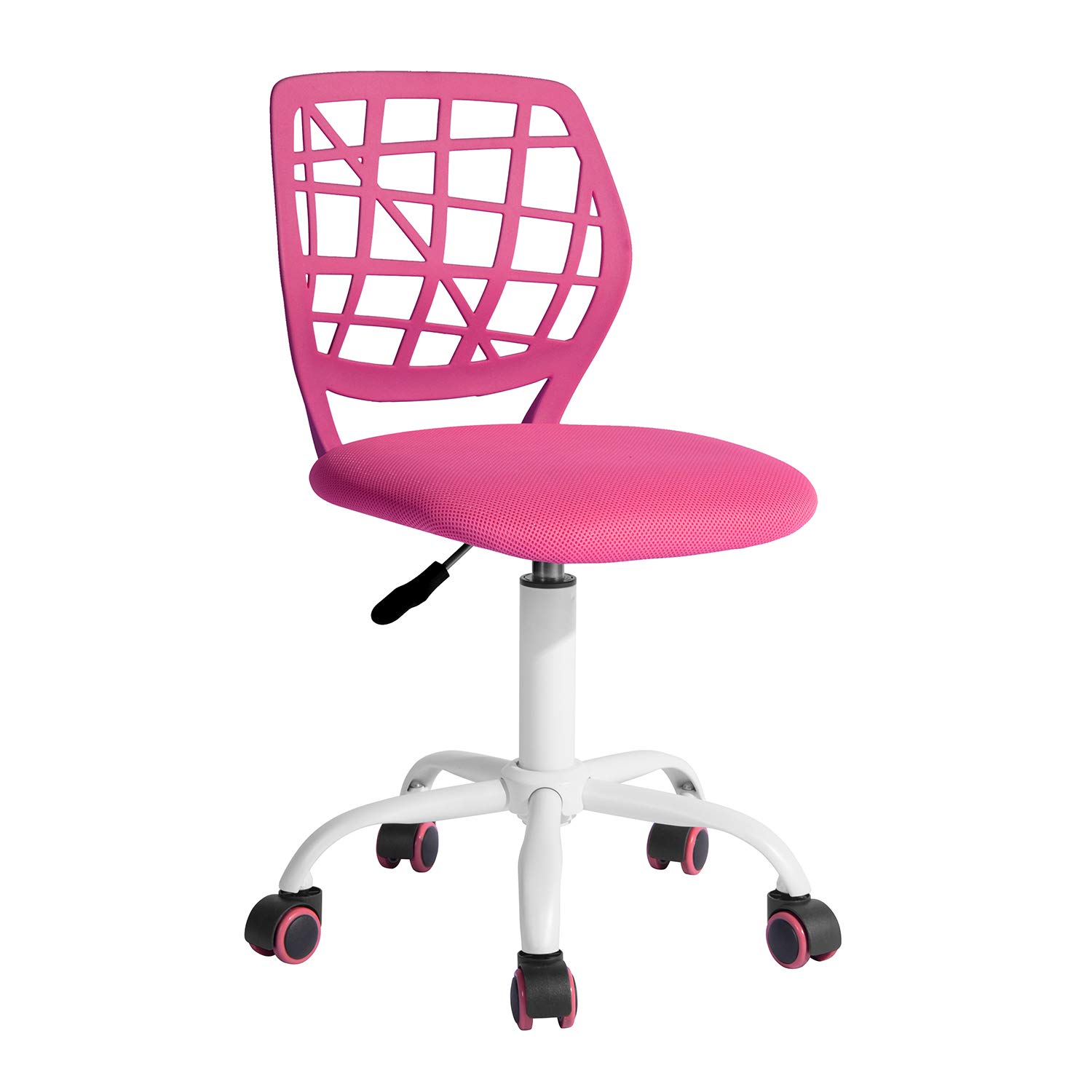 FurnitureR Kids Desk Chair, Armless Small Office Chair Adjsutable Swivel Task Chair with Soft Cushion for Study Kids Teens Child, Pink
