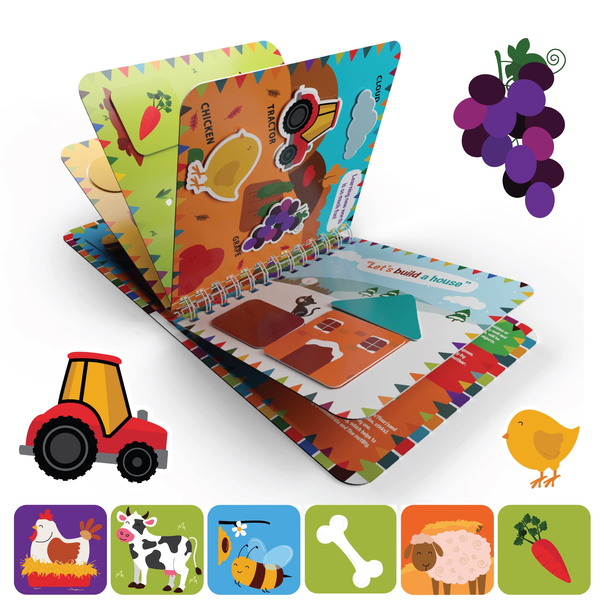 Stick IT Smart Montessori Busy Book for Toddlers, Preschool Educational Learning, Autism Sensory Learning Toy, Kindergarten Learning Activities, Anti-Cutting Edge
