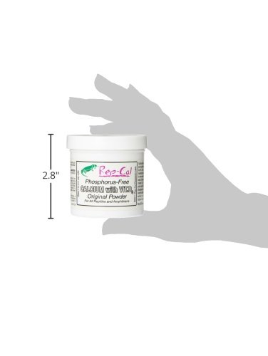 Rep-Cal 52296 Phosphorous-Free Calcium Fine Powder Reptile/Amphibian Supplement with Vitamin D3, 5 oz