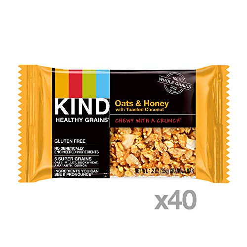 KIND Healthy Grains Bars, Oats & Honey With Toasted Coconut, Healthy Snacks, Gluten Free, 40 Count