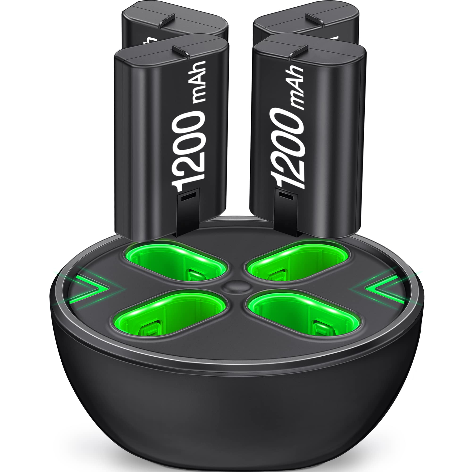 Charger for Xbox One Controller Battery Pack, 4X 1200mAh Xbox Rechargeable Battery Pack for Xbox 1, Xbox One Battery Charging Accessories Kit for for Xbox Series X|S/One S|X/One Elite Controllers