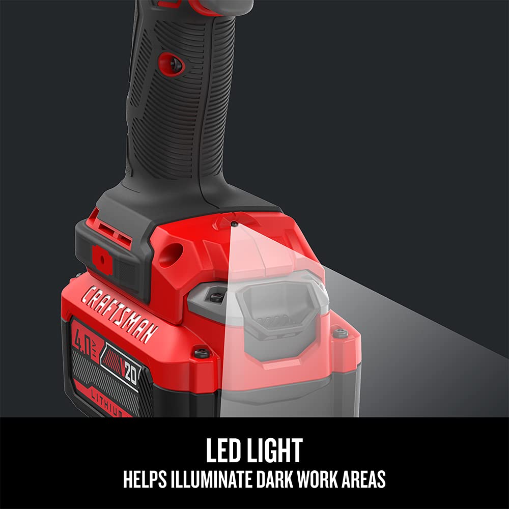 CRAFTSMAN V20 RP Cordless Impact Wrench Kit, 1/2 inch, Battery and Charger Included (CMCF900M1)