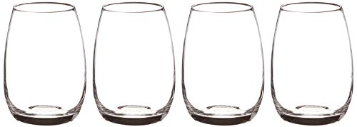 Luigi Bormioli Michelangelo 15.5 oz Stemless Glasses, 4 Count (Pack of 1), Clear