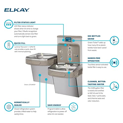 Elkay LZS8WSSP Bottle Filling Station and Cooler, Single, Stainless Steel