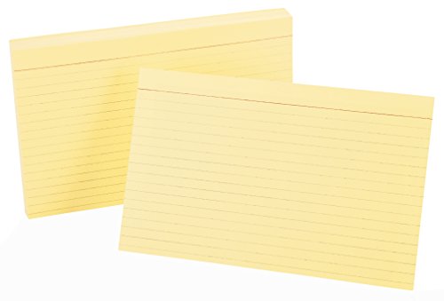 Oxford Ruled Color Index Cards, 5" x 8", Canary, 100 Per Pack (7521 CAN)