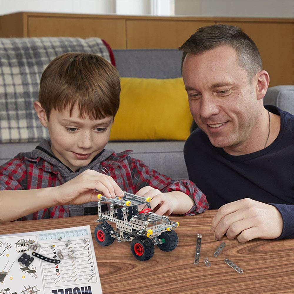IRON COMMANDER STEM Jeep Building Toy Kit - Erector Set Model Kit, Metal Building Set, Steam Education Toy for Boys & Girls Age 8 and Up - 251 Parts