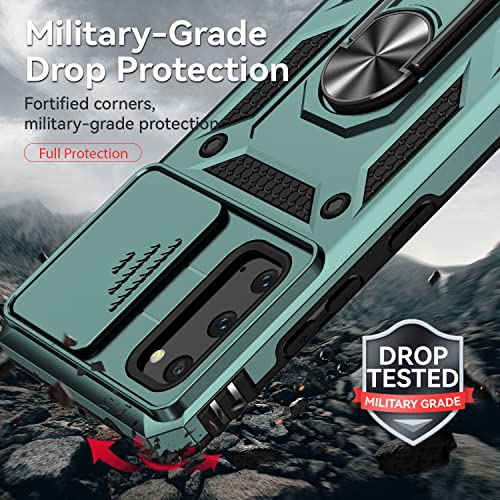 MLDWH Samsung S20 5G Case with Stand Kickstand Ring and Camera Cover with Tempered Glass Screen Protector, Heavy Duty Military Grade Shockproof Protective Cover for Samsung S20 5G (Green)