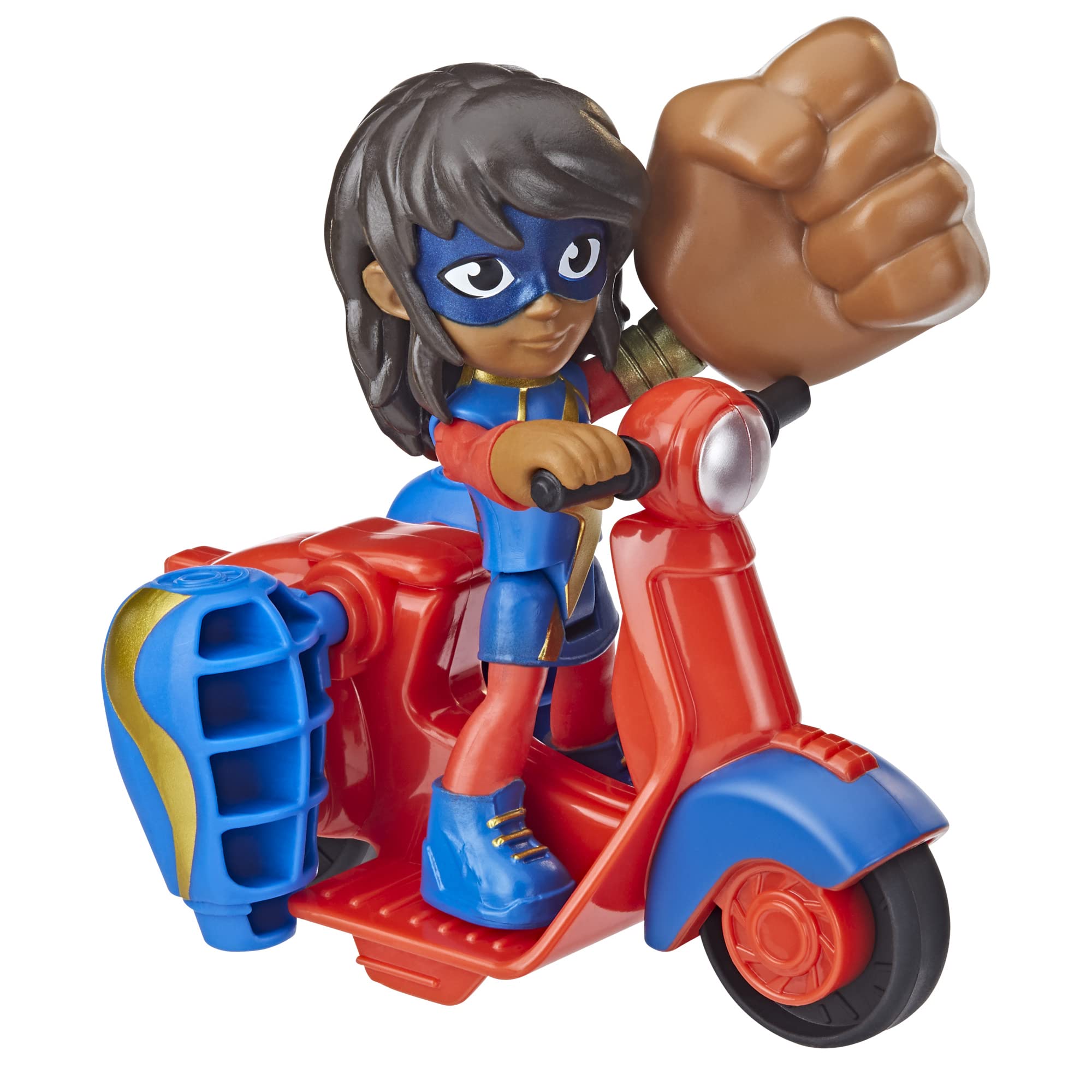 Marvel Spidey and His Amazing Friends Ms.Marvel Action Figure and Embiggen Bike Vehicle, Preschool Toy for Kids Ages 3 and Up