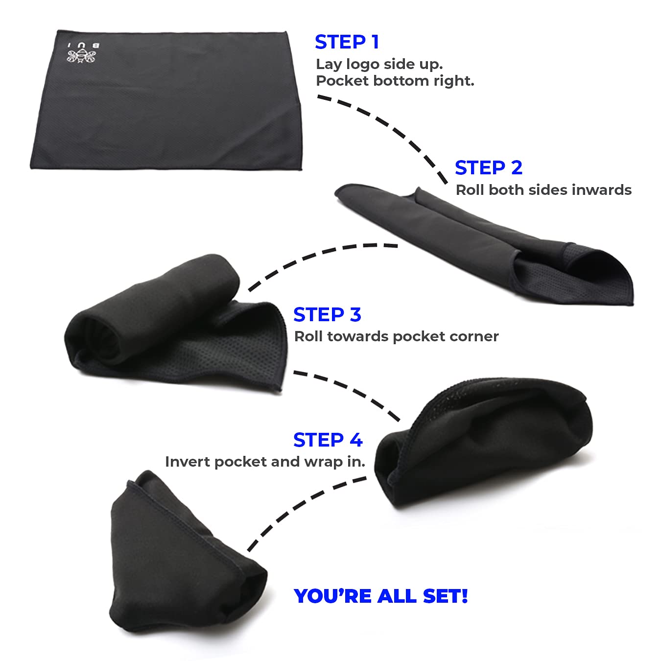 BUI Instrument Spit Catcher - Pack of 6 - Cloth for Brass/Wind Instruments - Ultra-Absorbent and Leakproof - Multilayered Cloth Pad - Absorbs Saliva Quickly - Complete with 2 Cleaning Cloths