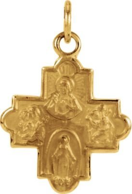 Bonyak Jewelry 14k Yellow Gold 12x12 mm Four-Way Cross Medal (Petite Size)