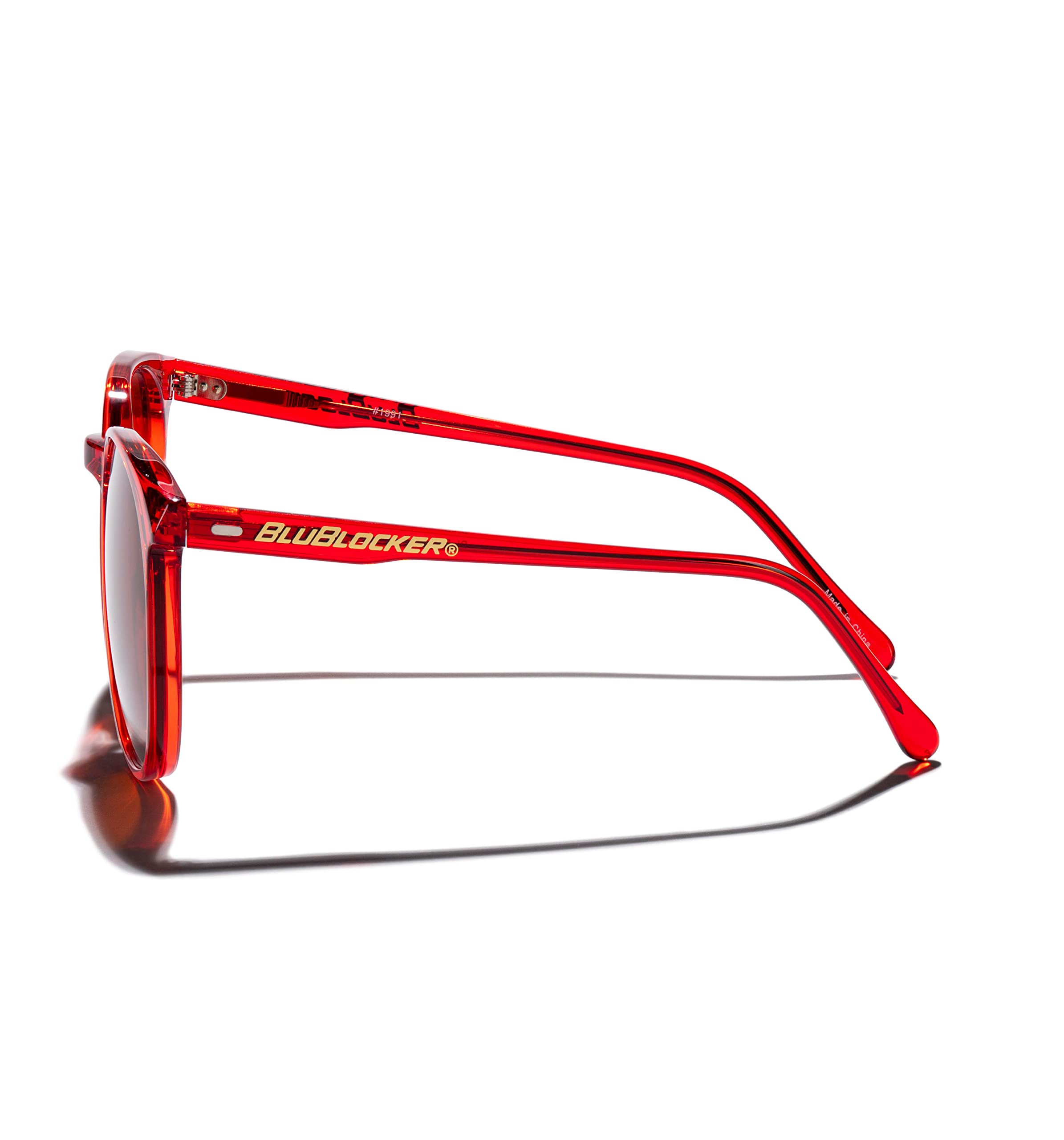 BluBlocker, Red McGill Sunglasses with Polarized Scratch Resistant Lens | Blocks 100% of Blue Light and UVA & UVB Rays | Retro | Gender Neutral - for Men, Women & Everyone | 1991K |